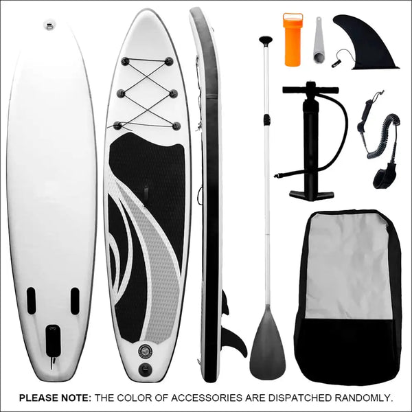 Inflatable Stand Up Paddleboard W/ Accessories & Backpack -Black/White ...