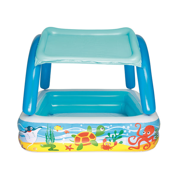 Bestway Kids Pool 140x140x114cm Inflatable Swimming w/ Canopy Play Poo ...